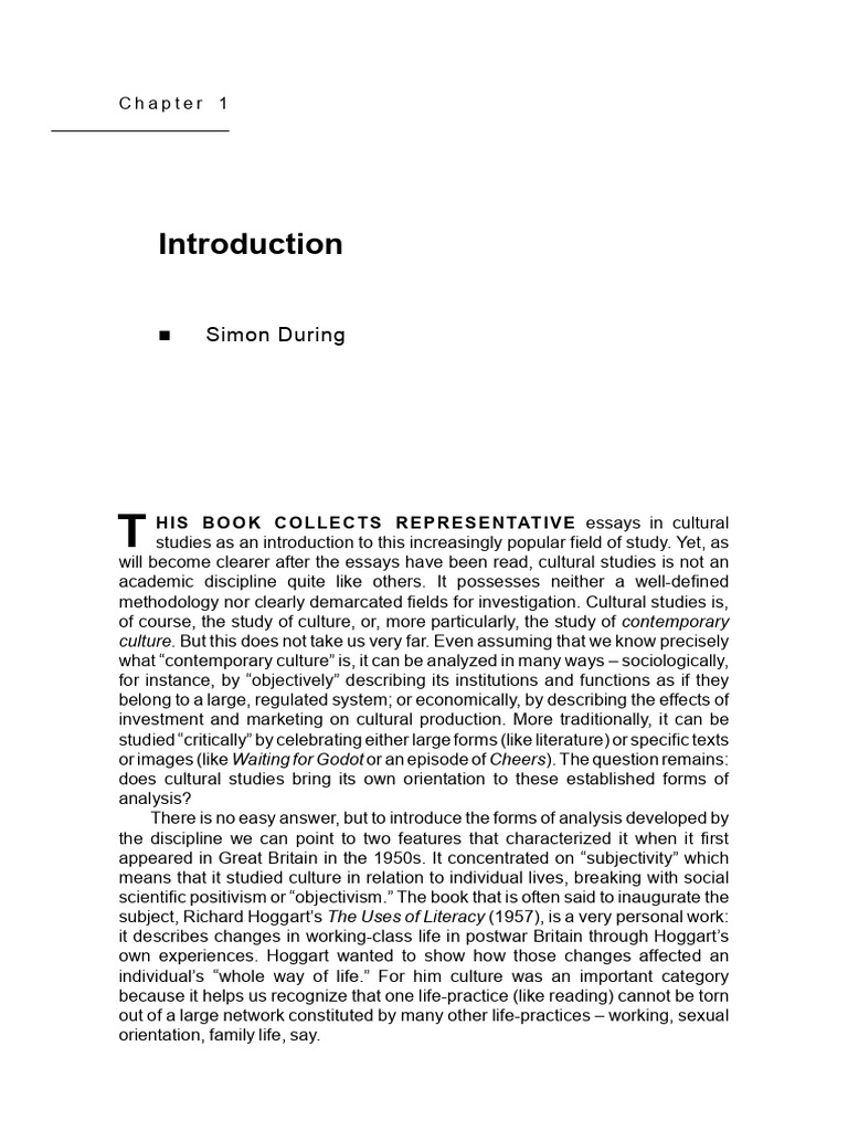 Introduction to Cultural Studies Essays | PDF | Cultural Studies ...