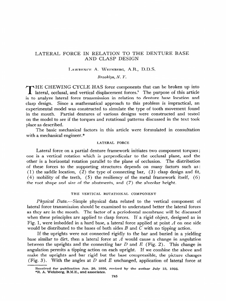 Lateral Force in Relation To The Denture Base and Clasp Design | PDF ...