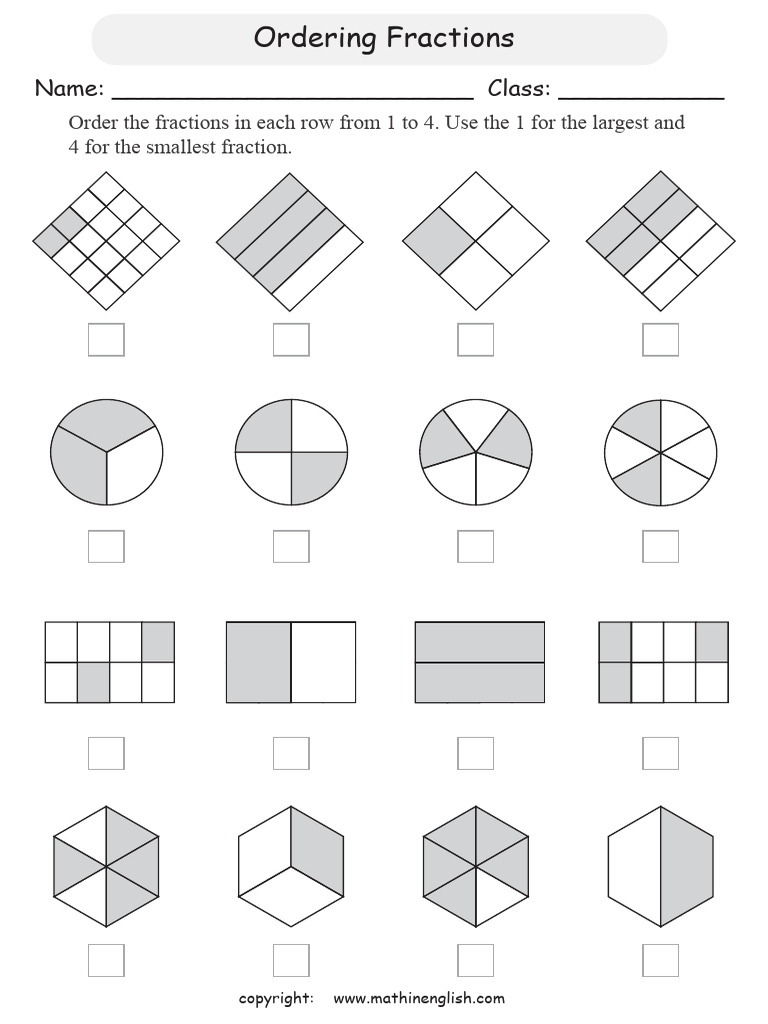 Order and Compare Fractions | PDF