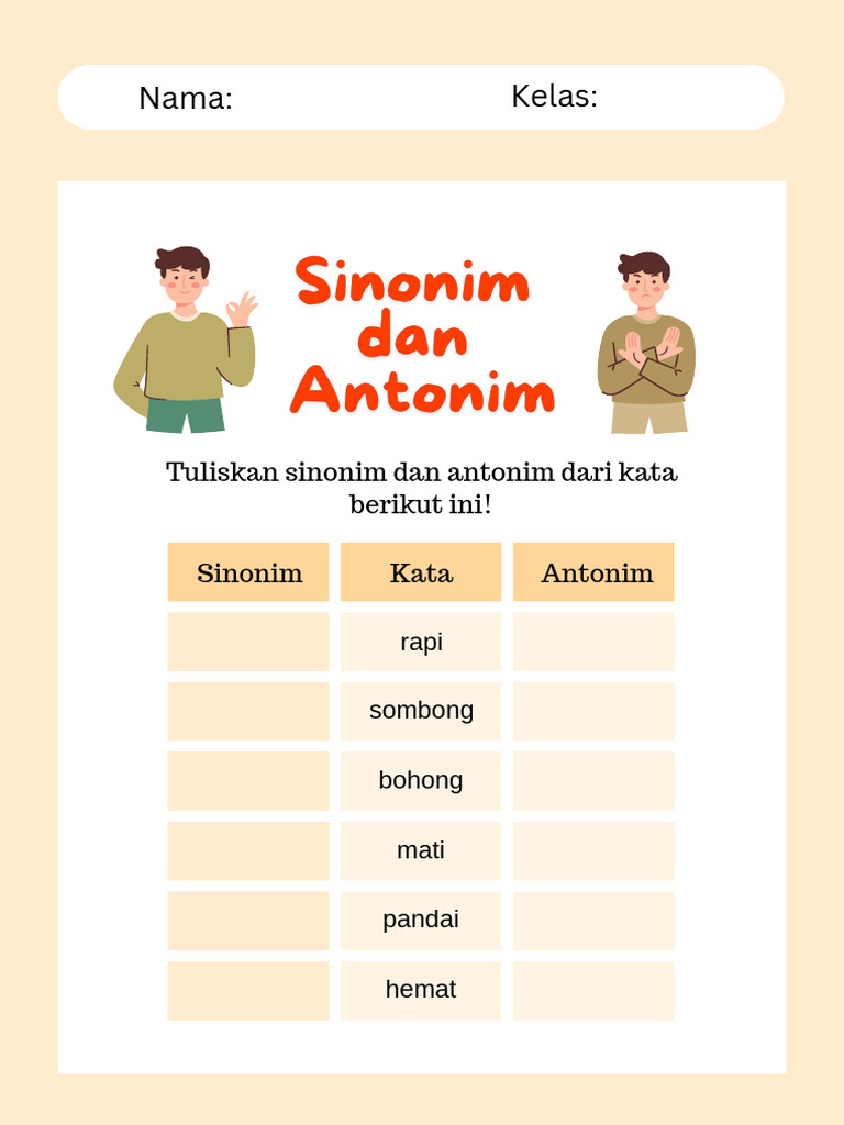 Bahasa Indonesia - Antonim Dan Sinonim - Kelas 3 | PDF