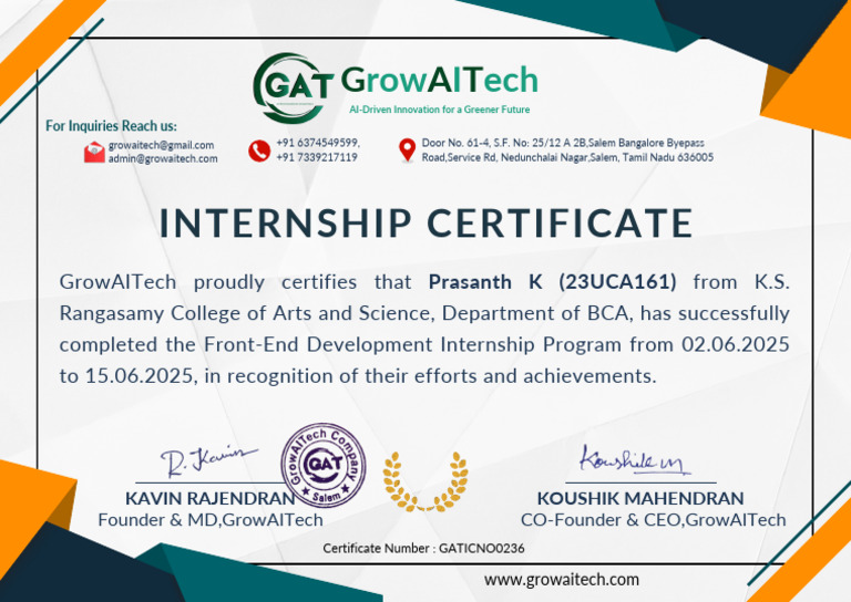 Prasanth K (23UCA161) | PDF