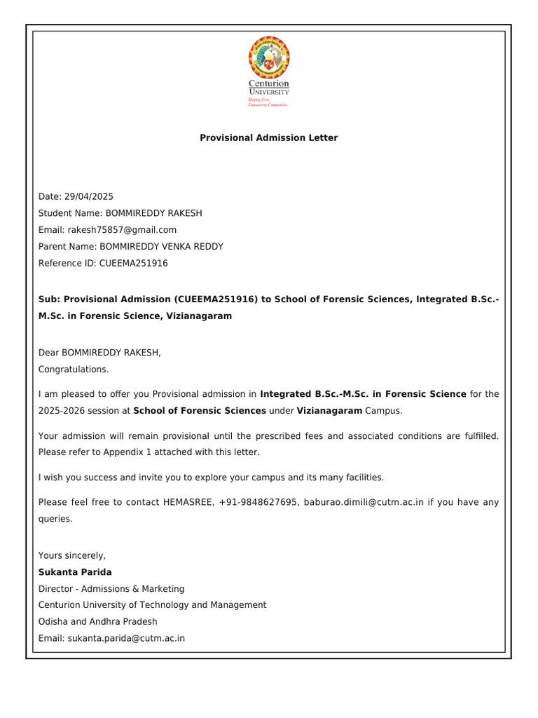 New Provisional Letter | PDF