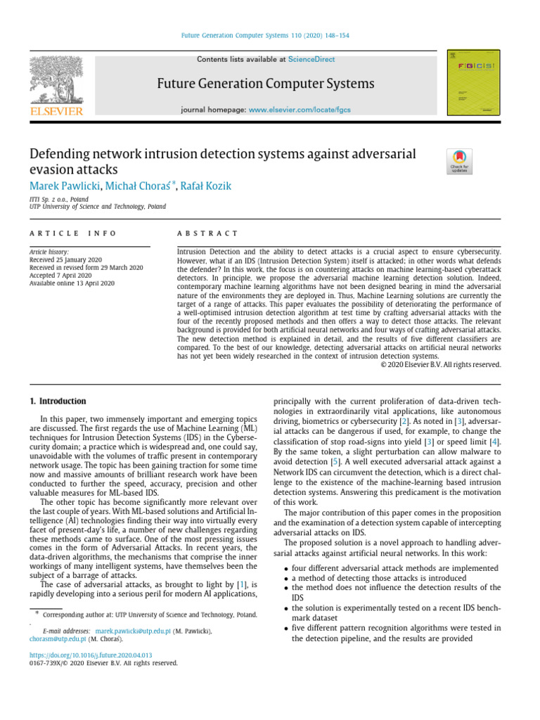 2020-中科院 2区 - Defending Network Intrusion Detection Systems Against Adversarial Evasion Attack ...