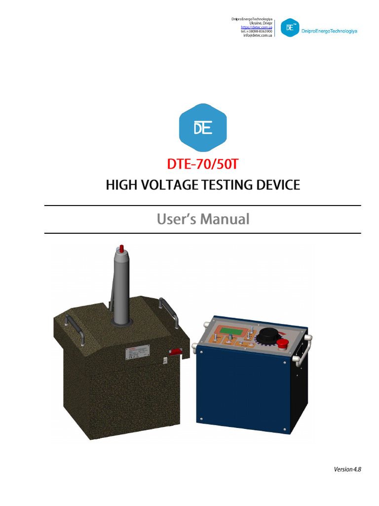 DTE-70/50T High Voltage Device Manual | PDF