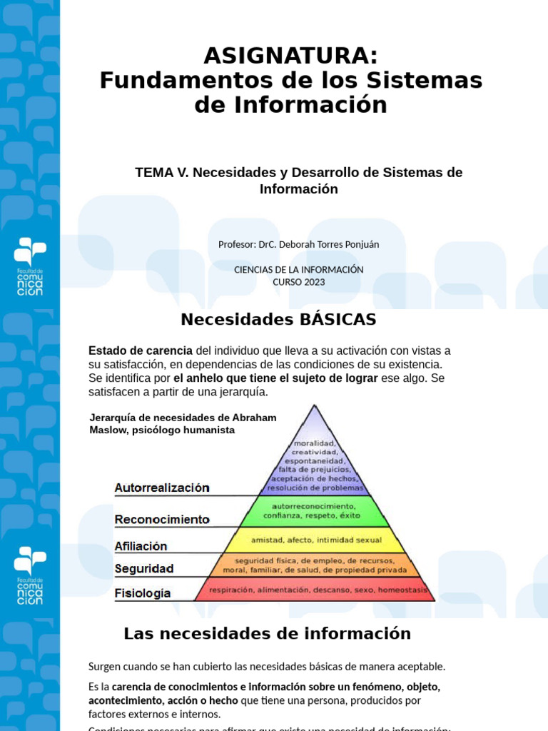 TEMA V Necesidades y Dessarrollo de Sistemas de Información | PDF ...
