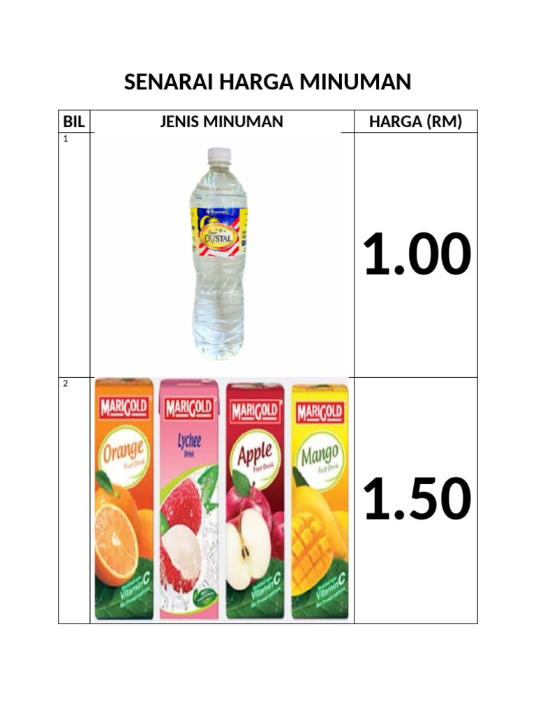 Senarai Harga Minuman | PDF