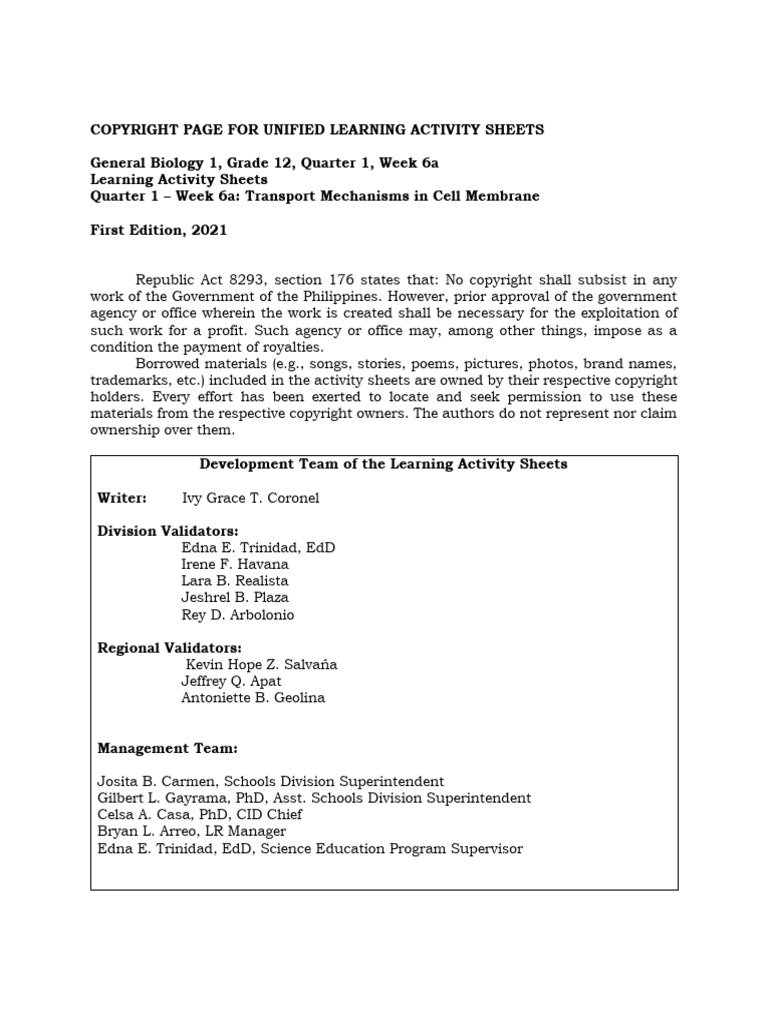 GB1_Q1_Week_6a-TRANSPORT-MECHANISM | PDF | Osmosis | Cell Membrane