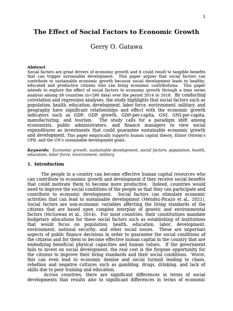 The Effect of Social Factors To Economic Growth 3 | PDF | Gross ...
