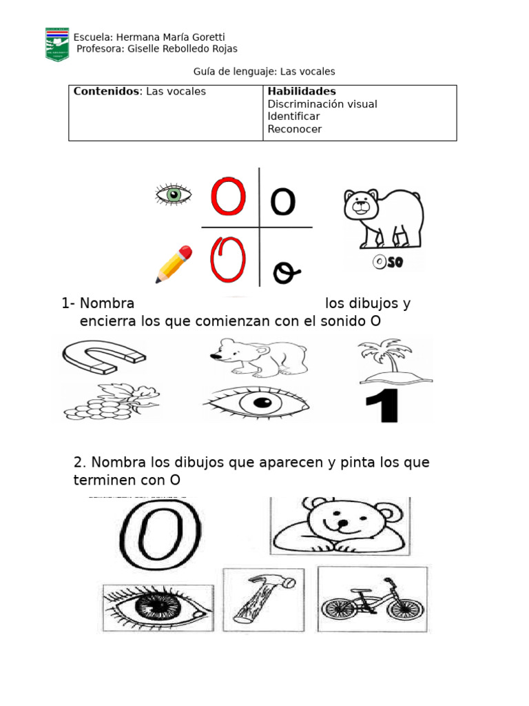 Guía de Lenguaje Vocal o | PDF