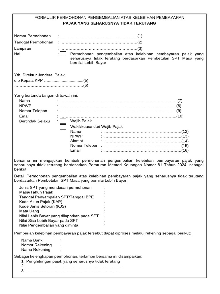 Permohonan Pengembalian Pajak Tidak Terutang | PDF