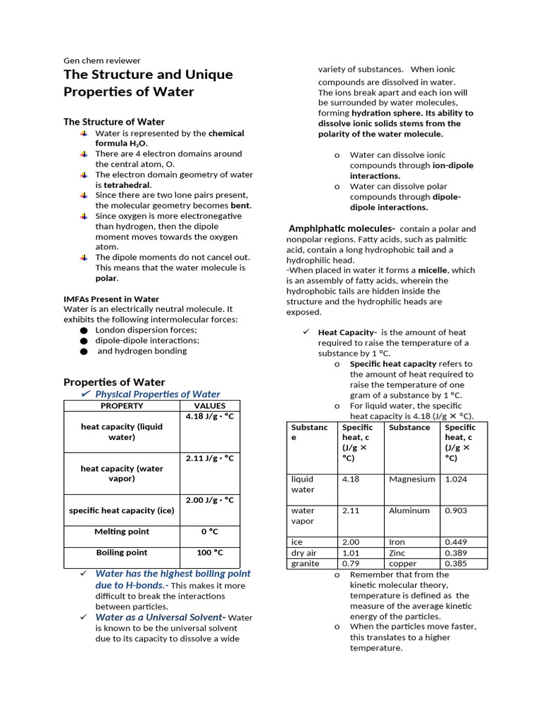 Gen Chem Reviewer Finals | PDF | Chemical Polarity | Solid
