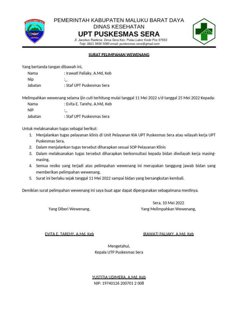 Surat Pelimpahan Wewenang | PDF