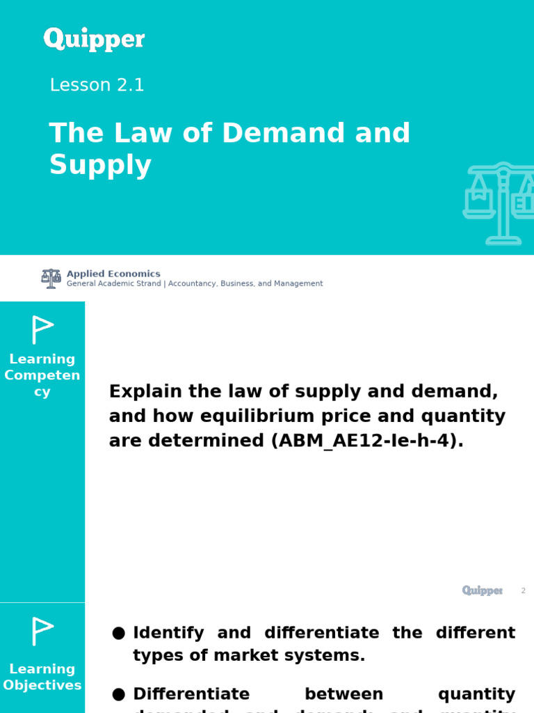 AEC 12 Q1 0201 PS The Law of Demand and Supply | PDF | Supply ...