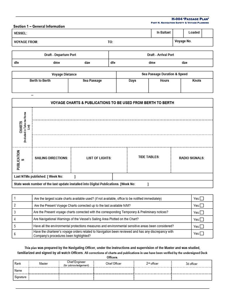 Form H-004-Passage Plan | PDF | Navigation