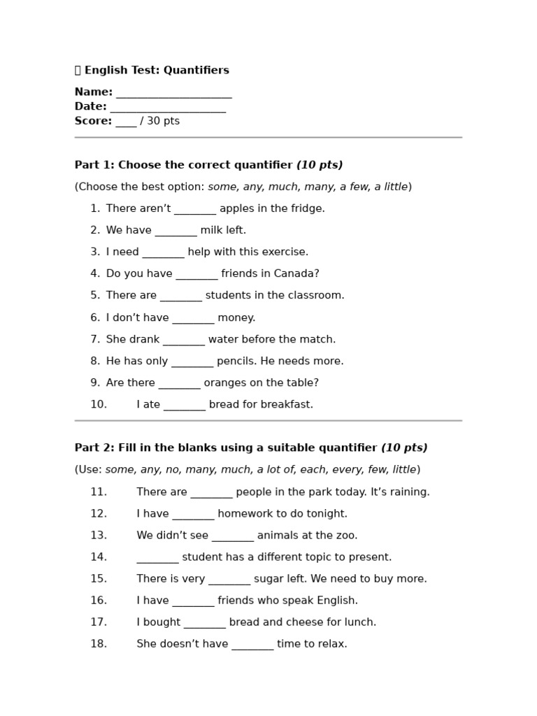 Quantifiers Exam | PDF