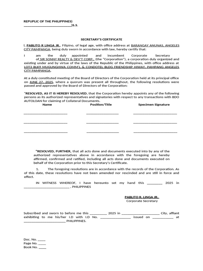 Collateral Documents Sec Cert | PDF | Government | Justice