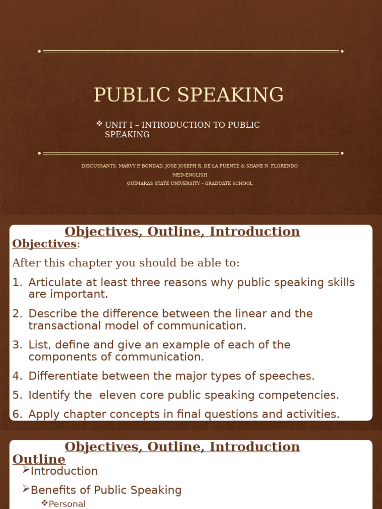 Group 1 Intro To Public Speaking Bondad - Delafuente.Florendo | PDF ...