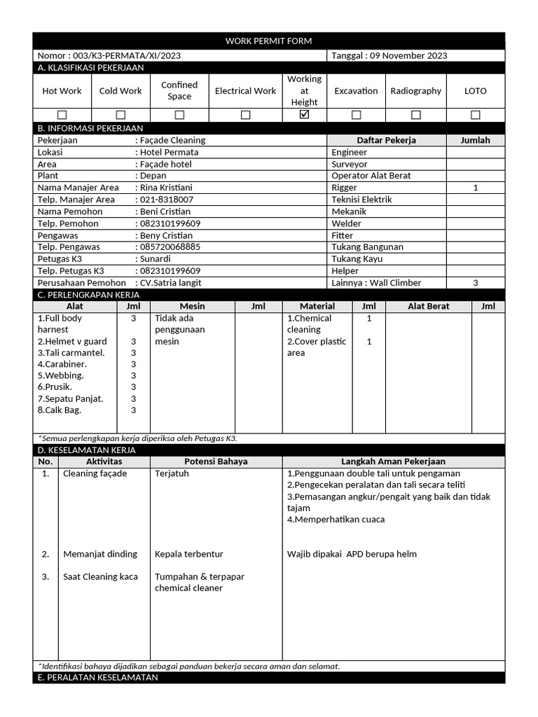 Form Work Permit | PDF