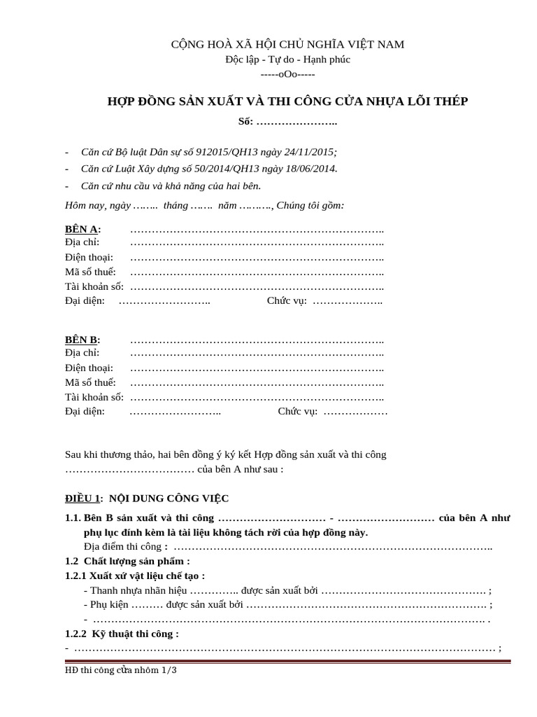 Mau Hop Dong So 3 | PDF