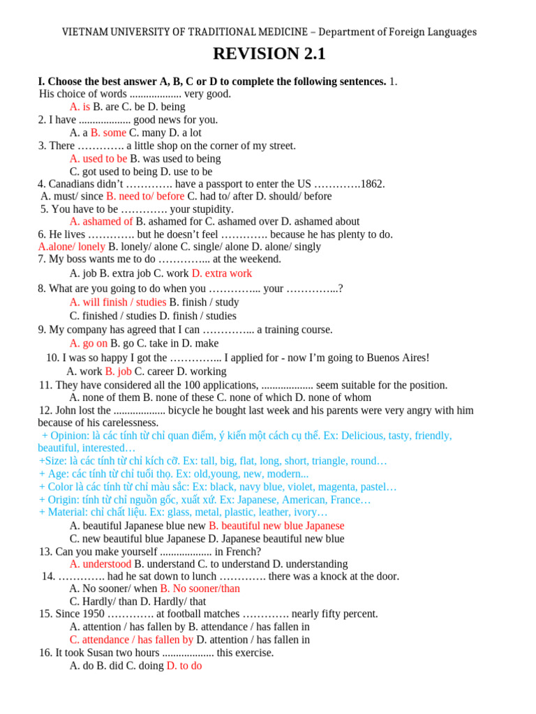 Revision TACB 2 Bu I 1 Dư C Autosaved | PDF