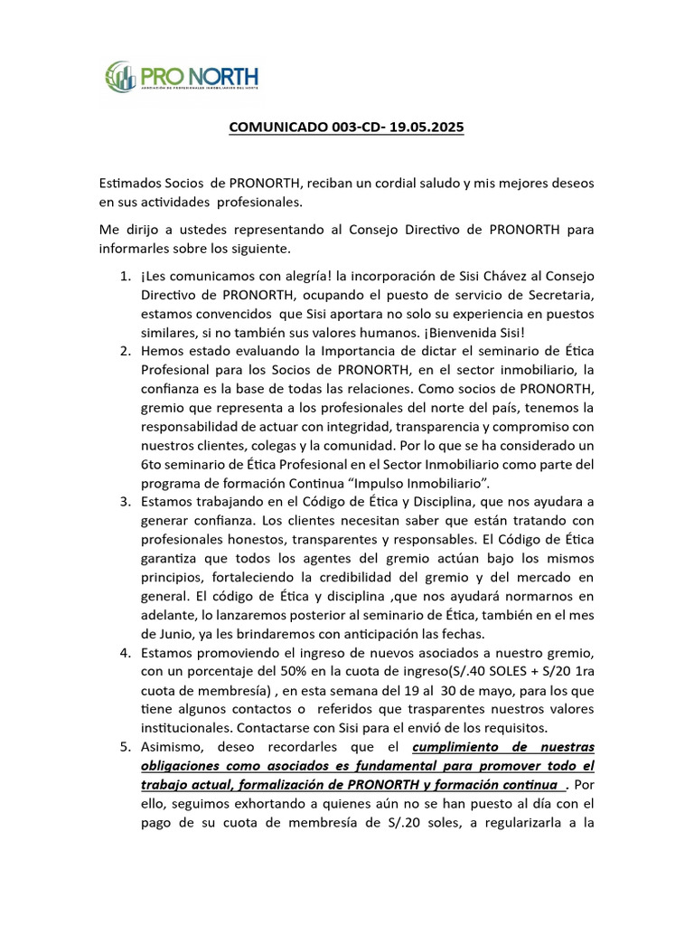 Comunicado 003.19.05.2025 | PDF