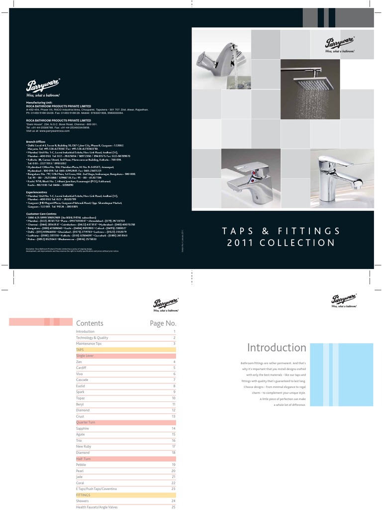 Taps & Fittings Catalogue 2011 | PDF | Tap (Valve) | Shower
