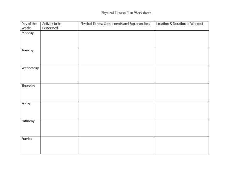 Components of Fitness Activity Plan Ws | PDF
