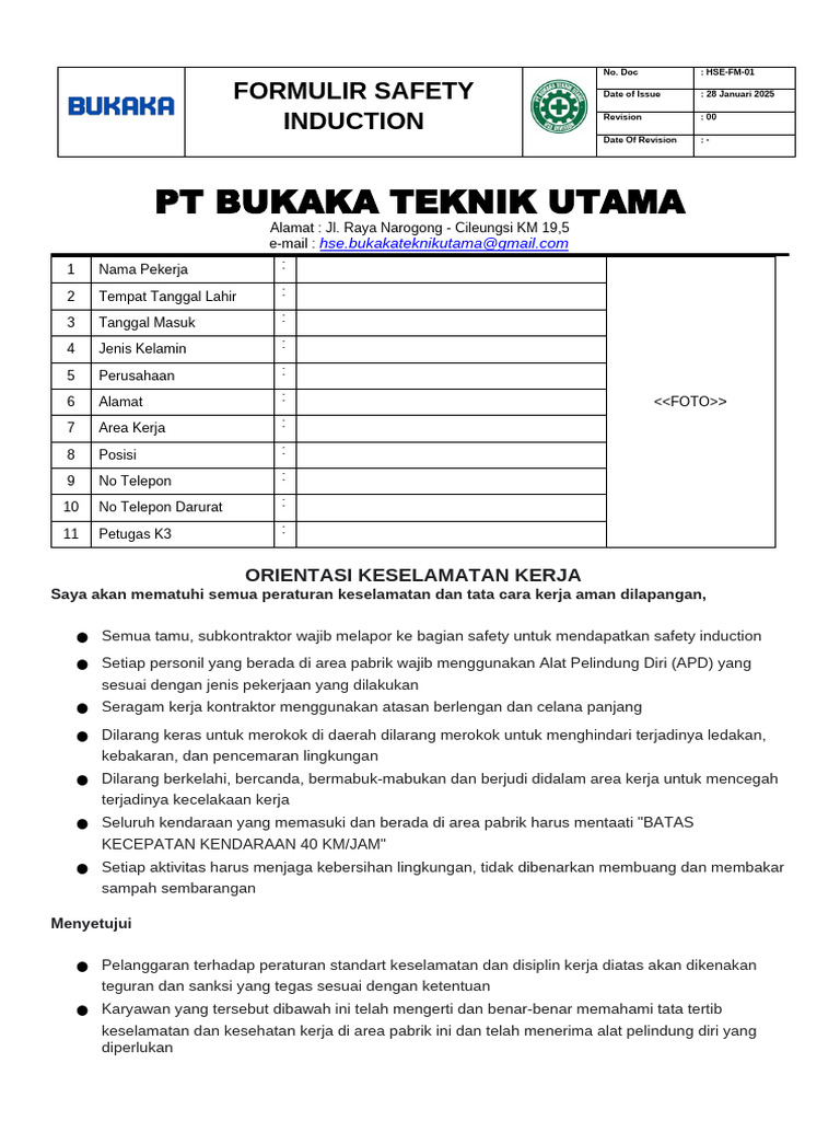 HSE FM 01 Safety Induction | PDF