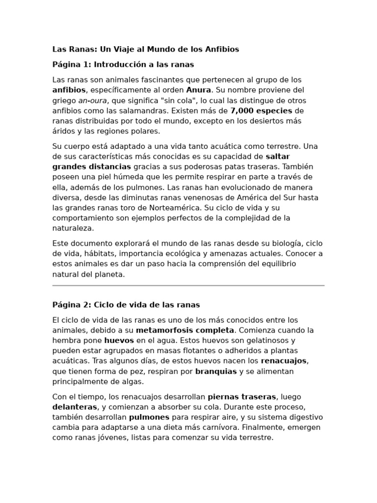 Las Ranas | PDF | Anfibio | Rana