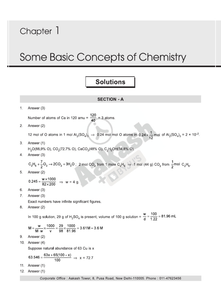 Mole Concept Solutions Pdf