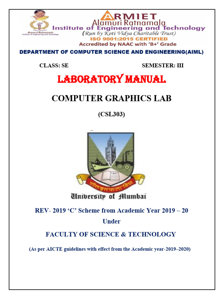 CG Lab Manual Cse (Aiml) | PDF | Engineering | Learning
