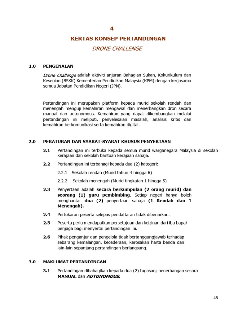 Kertas Konsep Pertandingan Dron | PDF