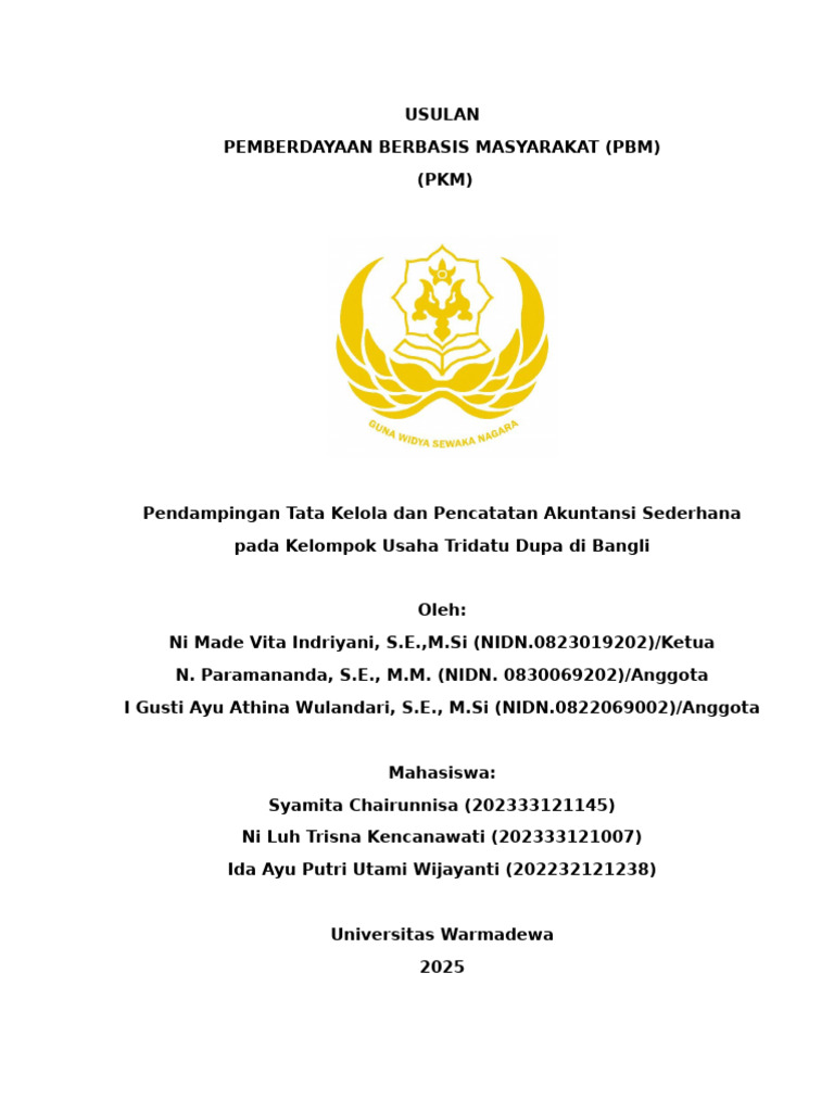 Revisi Proposal PKM 2025 | PDF