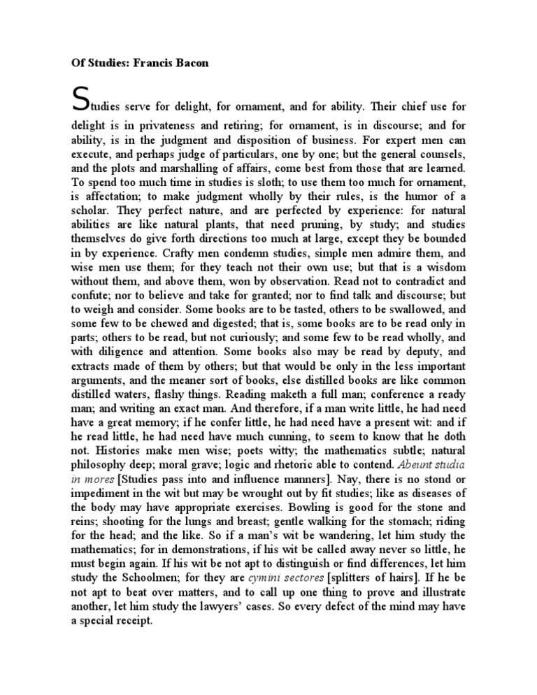 Of Studies | PDF | Truth | Epistemology