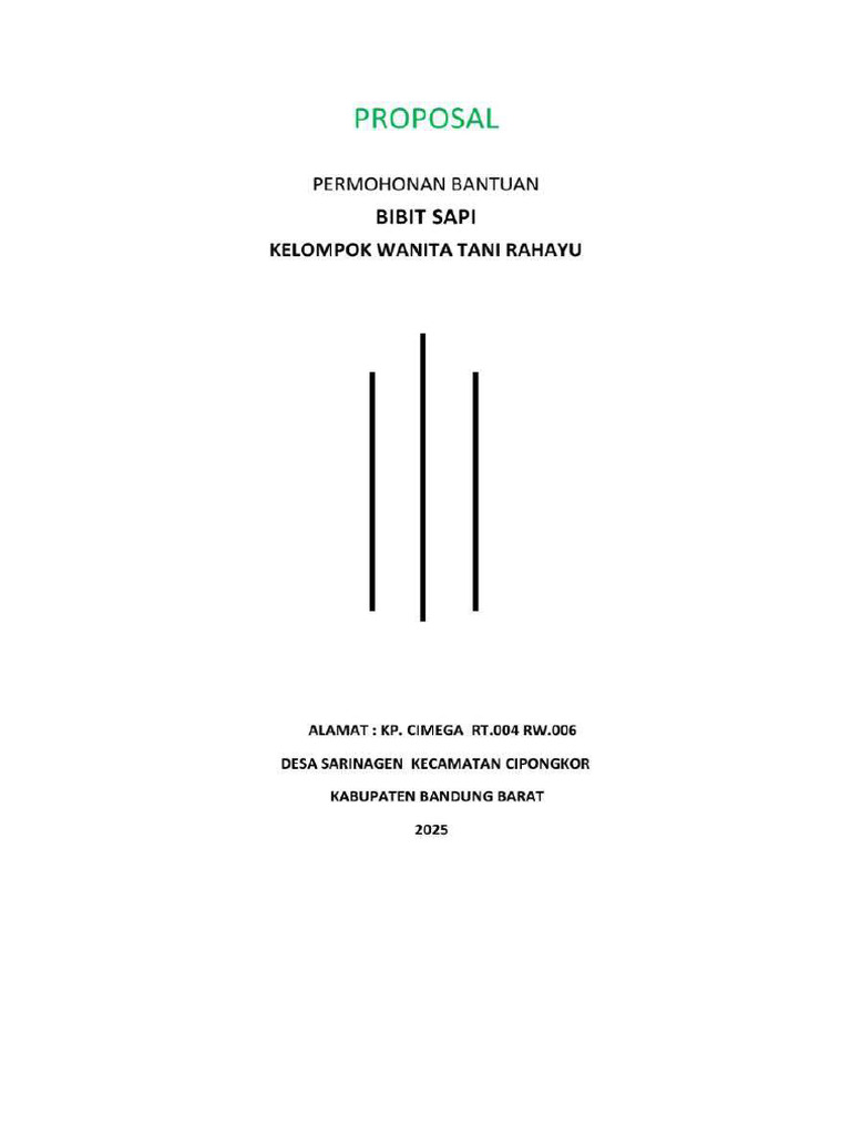 Proposal Bibit Sapi Perah KWT Rahayu | PDF