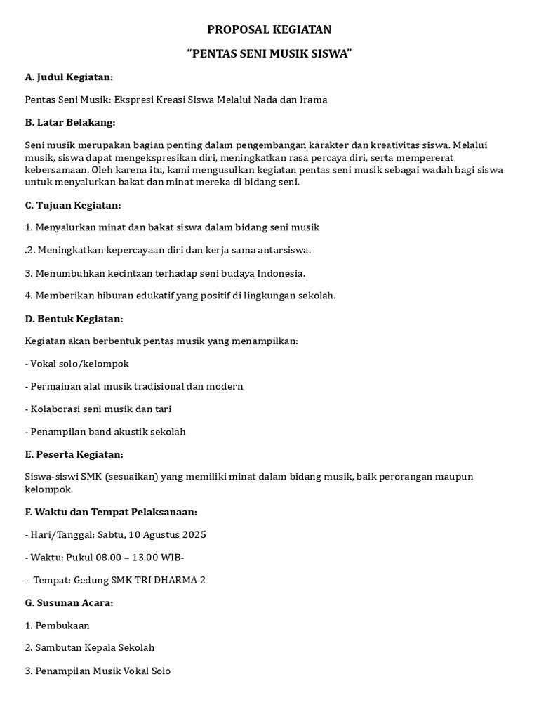 Proposal Pentas Seni Musik - Docx 20250630 071955 0000 | PDF