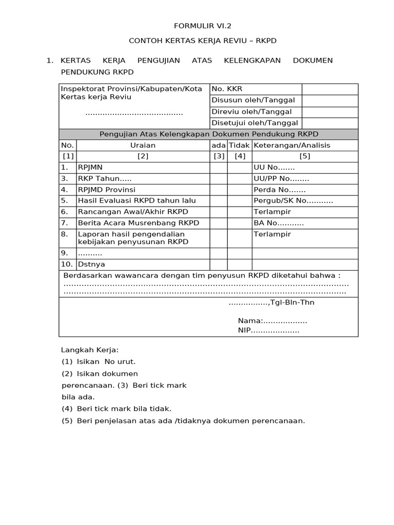 Kertas Kerja Reviu RKPD dan RPJMD | PDF
