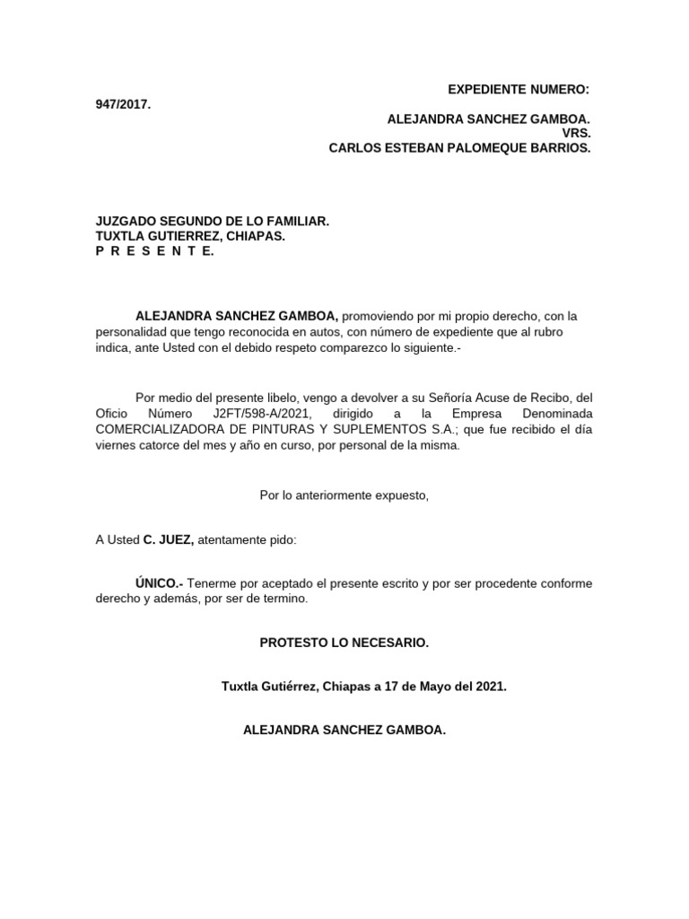 947-17 Devolucion de Acuse | PDF