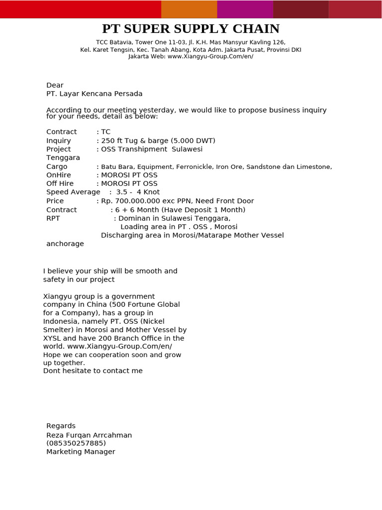 LOI To Layar Kencana Persada | PDF