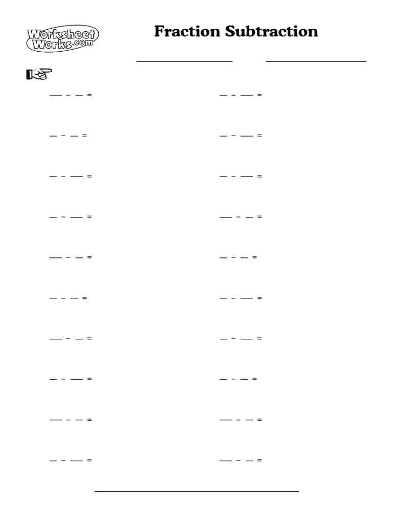 WorksheetWorks Fraction Subtraction 1 | PDF