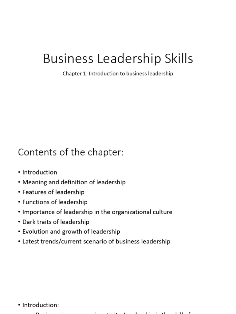Business Leadership Skills | PDF | Leadership | Social Psychology