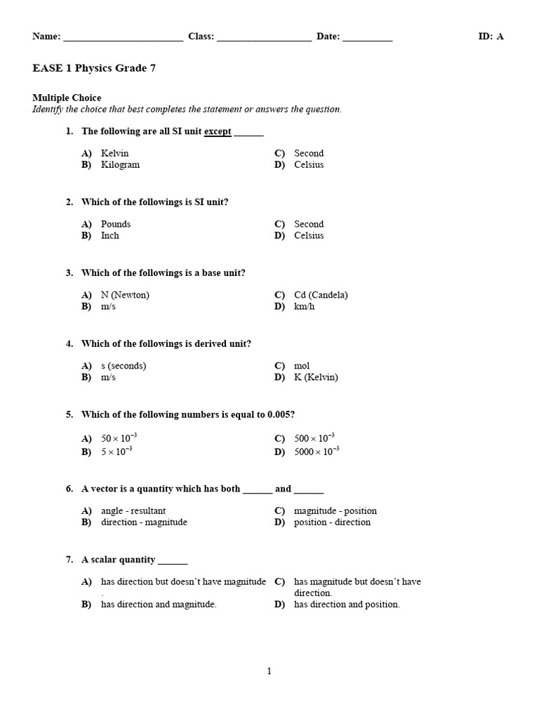 Grade 7 Physics Monitoring Exam | PDF | Force | Weight