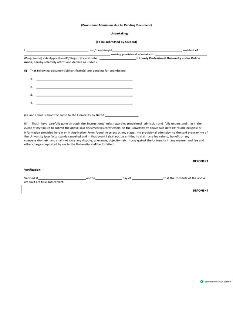 Undertaking (Document Pending) | PDF