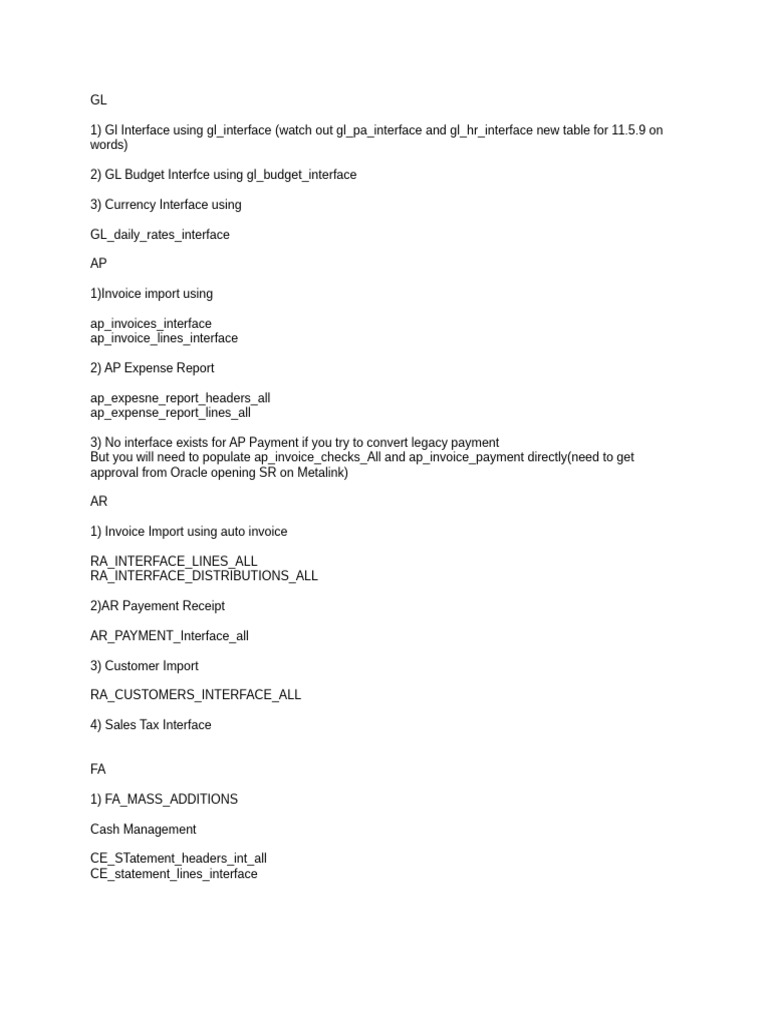 Oracle GL and AP Interface Guide | PDF