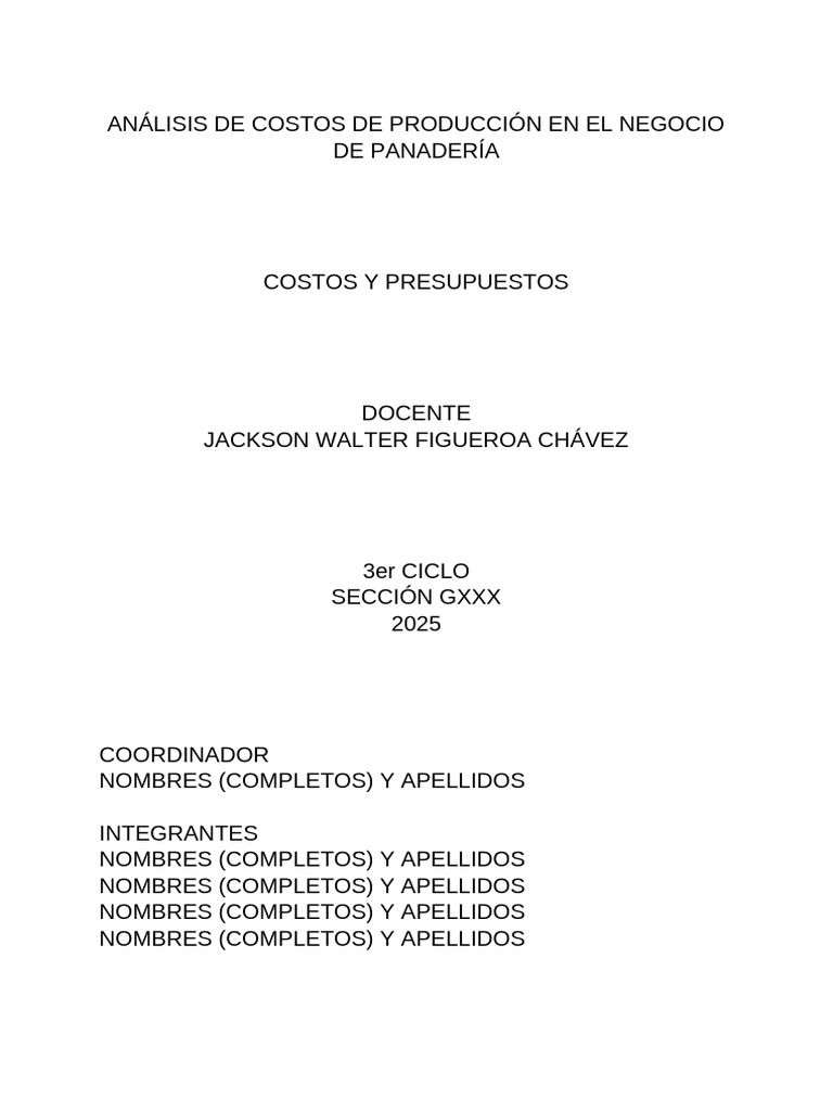 Estructura de Proyecto COSTOS Y PRESUPUESTOS | PDF | Presupuesto