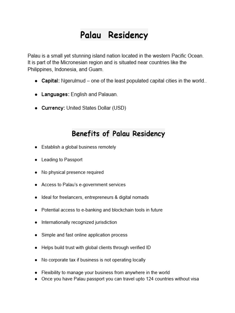 Palau Residency Card | PDF