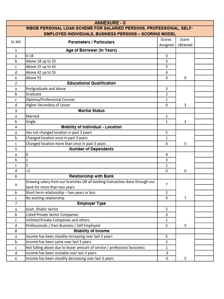 Personal Loan Scoring Model Guide | PDF | Taxes | Government Finances