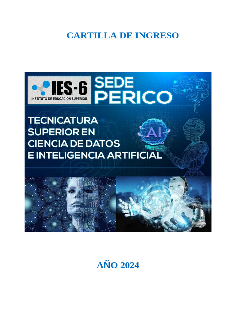CARTILLA DE INGRESO Tec Sup en CD e IA 2024 | PDF | Hardware de la computadora | Almacenamiento ...
