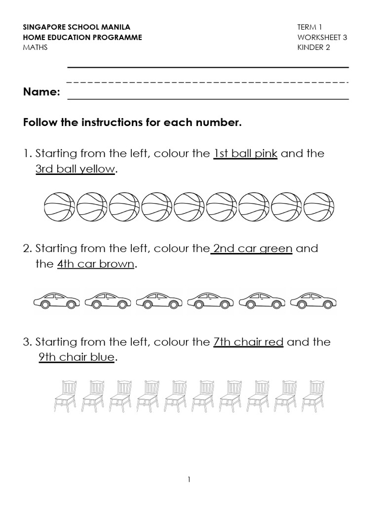 K2_Maths_T1_WS3_Order and Position of Numbers | PDF