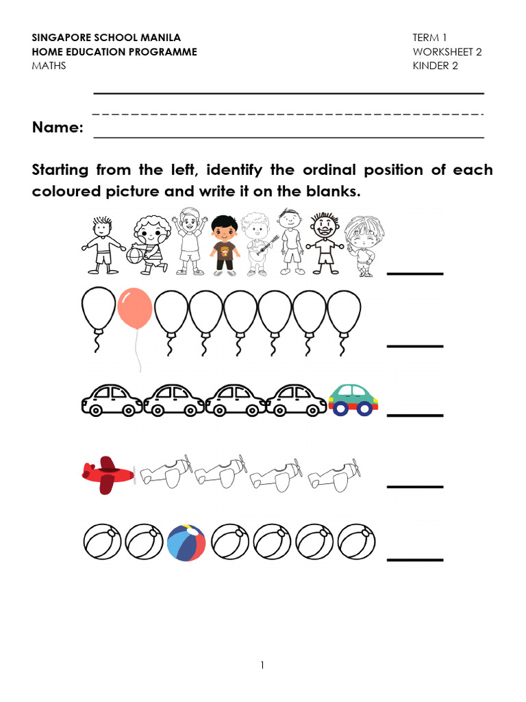 K2 - Maths - T1 - WS2 - Order and Position of Numbers | PDF